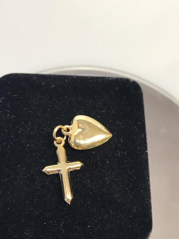 14K Solid Yellow/Gold Puffed Heart & Cross Pendant – Philadelphia Gold ...